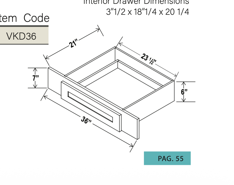 Charleston White - Knee Drawer - 36"W x 7"H x 21"D